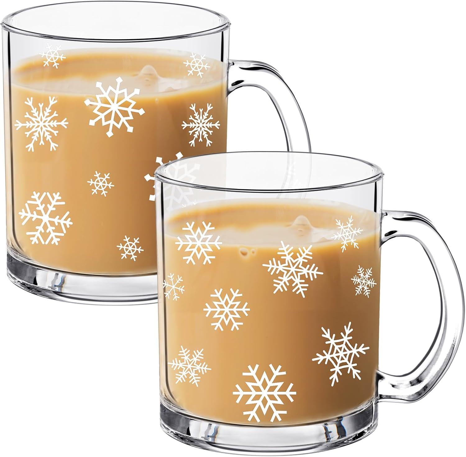 Amazon.com: Tioncy 2pcs Christmas Snowflake Glass Coffee Mugs with ...