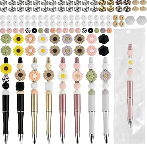 Amazon.com: 16 Pcs Beadable Pens Kit, Daisy Themed DIY Beaded Pens ...