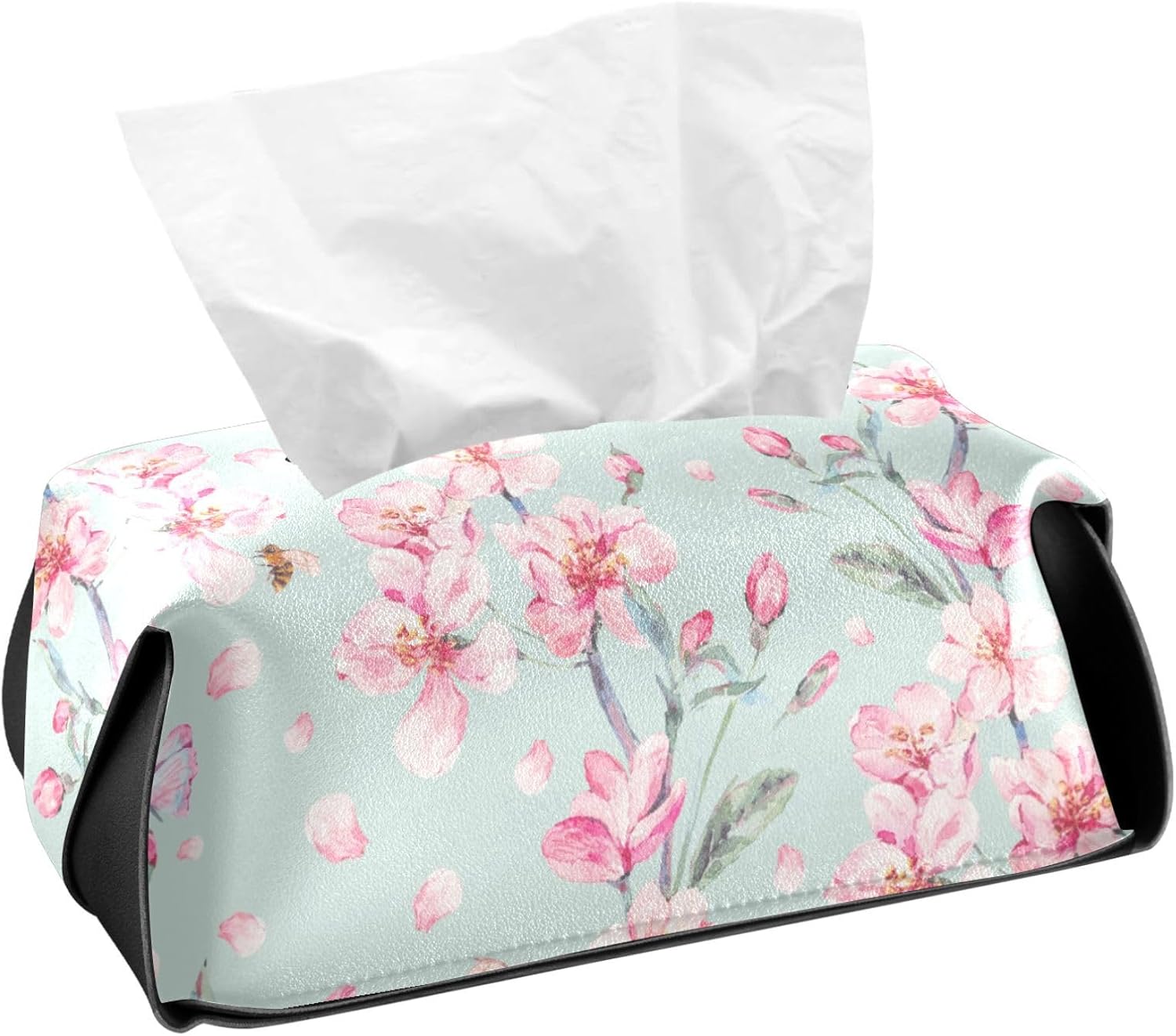 Amazon.com: Fustylead Pink Flowers Tissue Box Cover, Rectangle PU ...