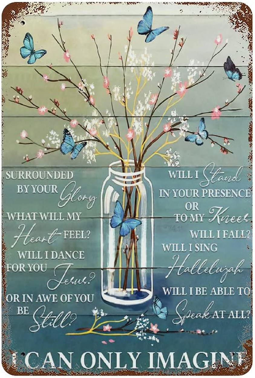 Amazon.com: Estiyond Vintage Metal Tin Sign Beautiful Flower Painting ...