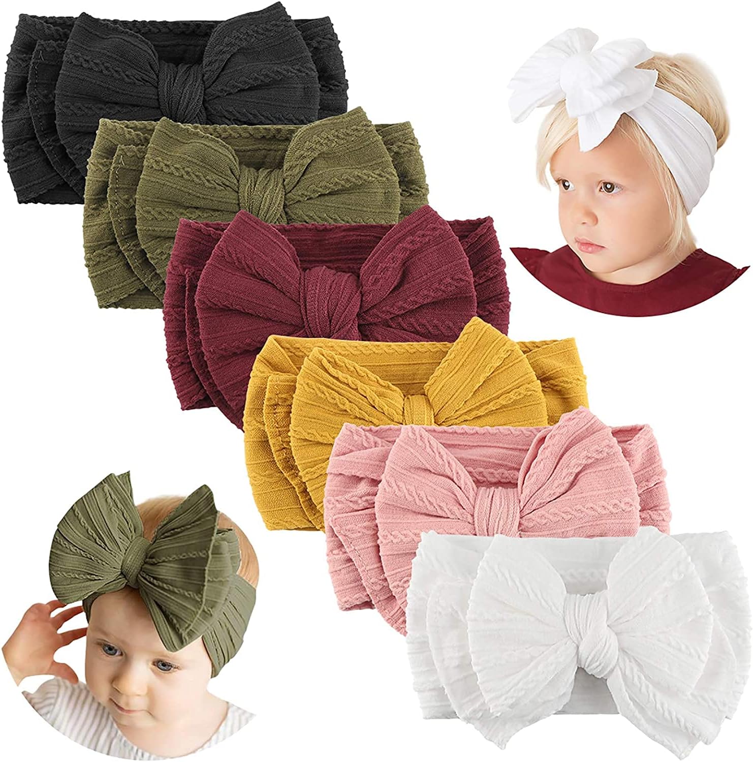 Amazon.com: Makone Handmade Baby Headbands with Bows Stretchy Nylon ...
