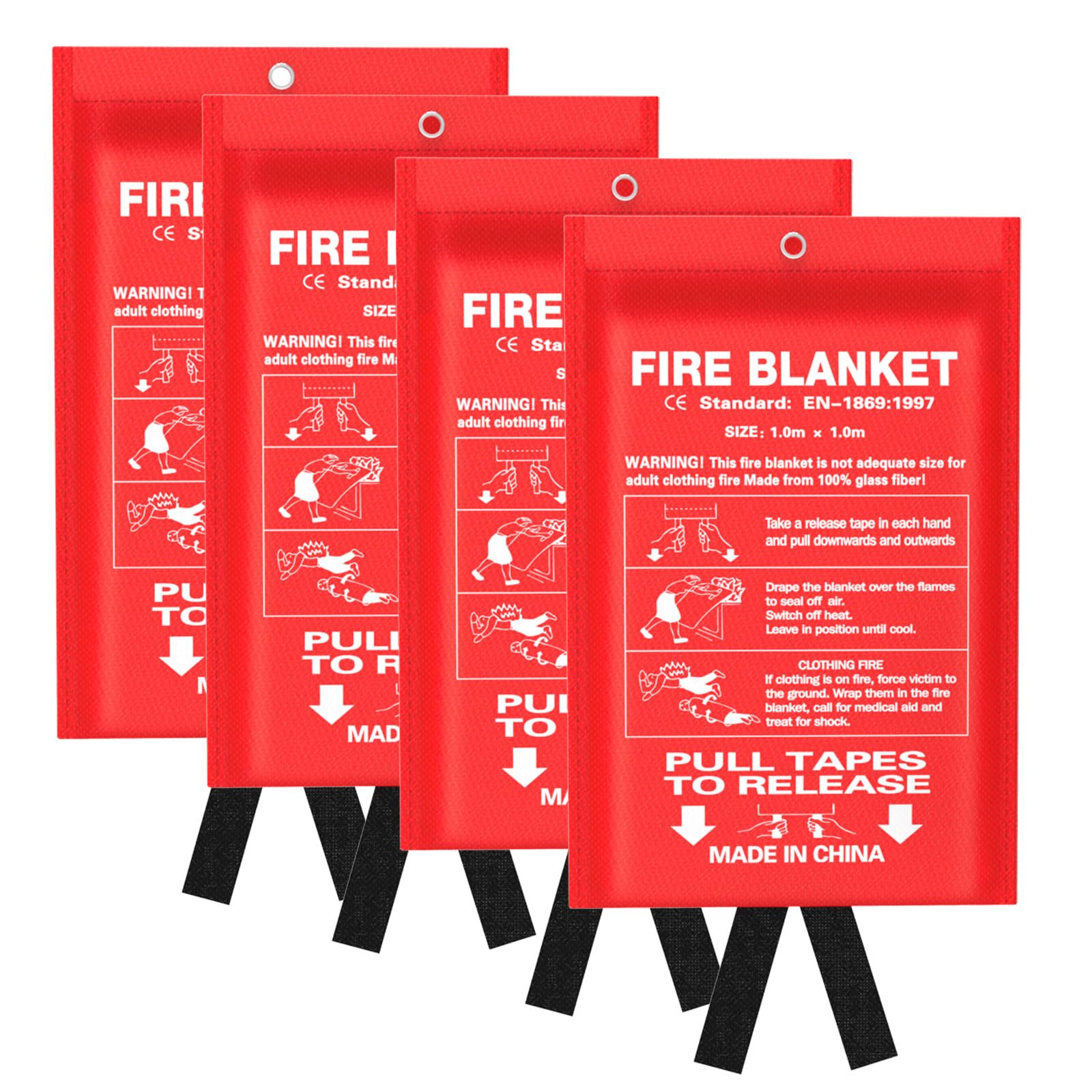 Amazon.com: Jeagou Emergency Fire Blanket for Kitchen and Home, 4 Pack ...