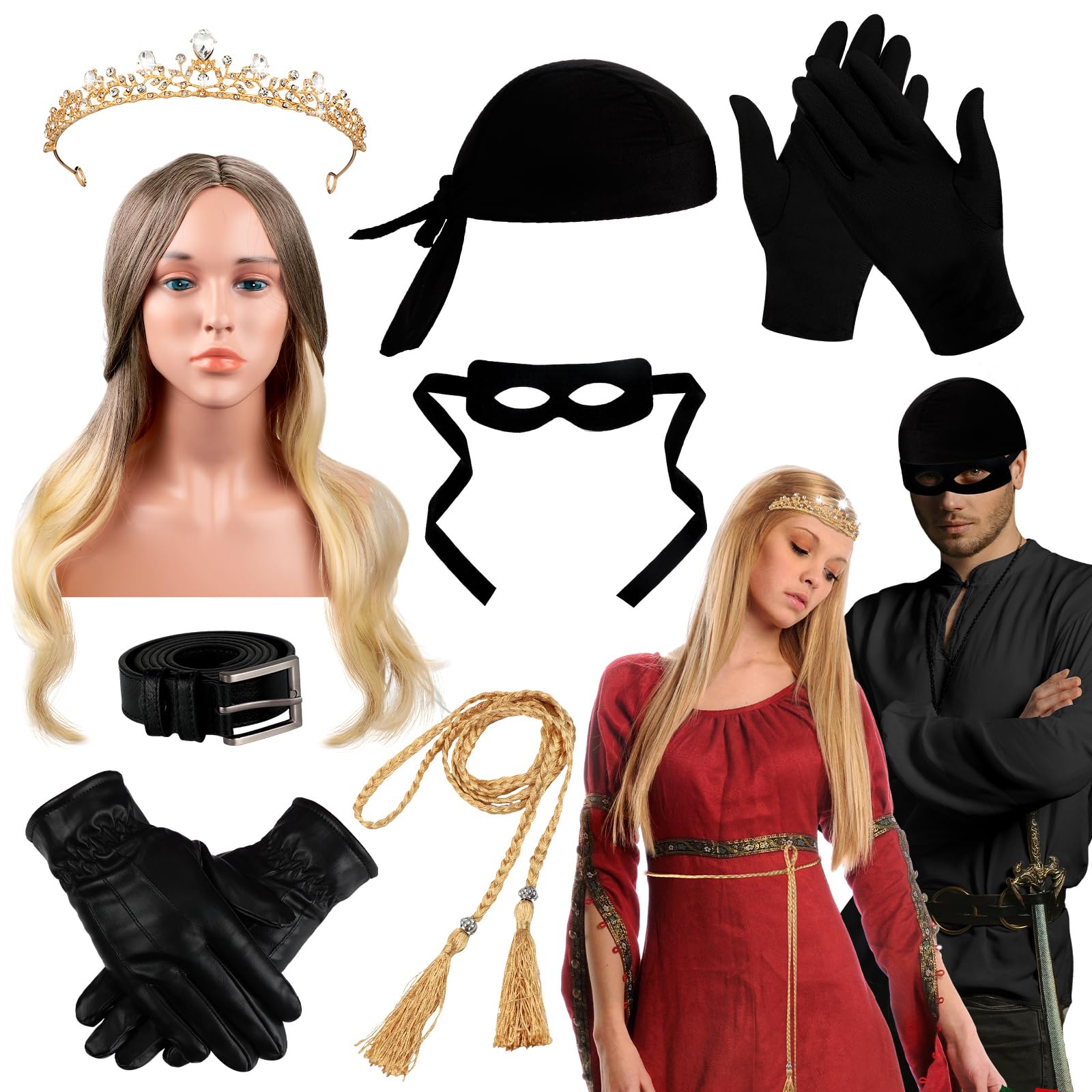 Amazon.com: Riceshoot 8 Pcs Halloween Princess Bride Costume ...