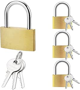 4 Pack Solid Brass Padlock with Keys Alike,(1.18''/30mm) Wide Lock Body ...