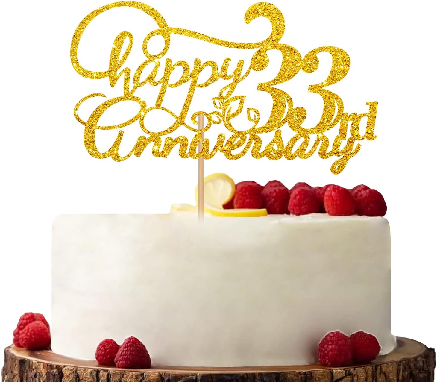 Amazon.com: Gold Happy 33rd Anniversary Cake Topper, Engagement ...