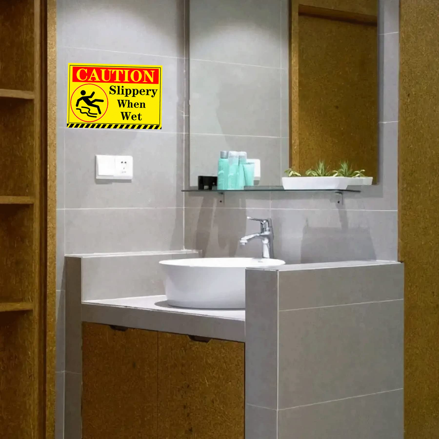 Caution Floor Slippery When Wet Sign Decals 5 x 8 Inch Vinyl Slippery ...