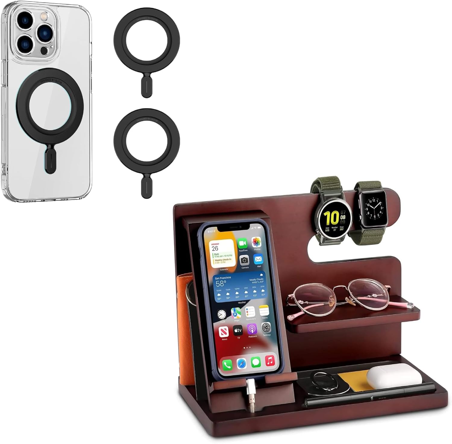 Amazon.com: OUTXE Gifts for Men Wood Phone Docking Station for Him ...