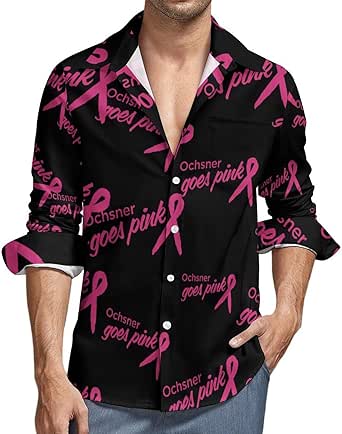 Amazon.com: Ochsner Goes Pink Long Sleeve Hawaiian Shirt Men Casual ...