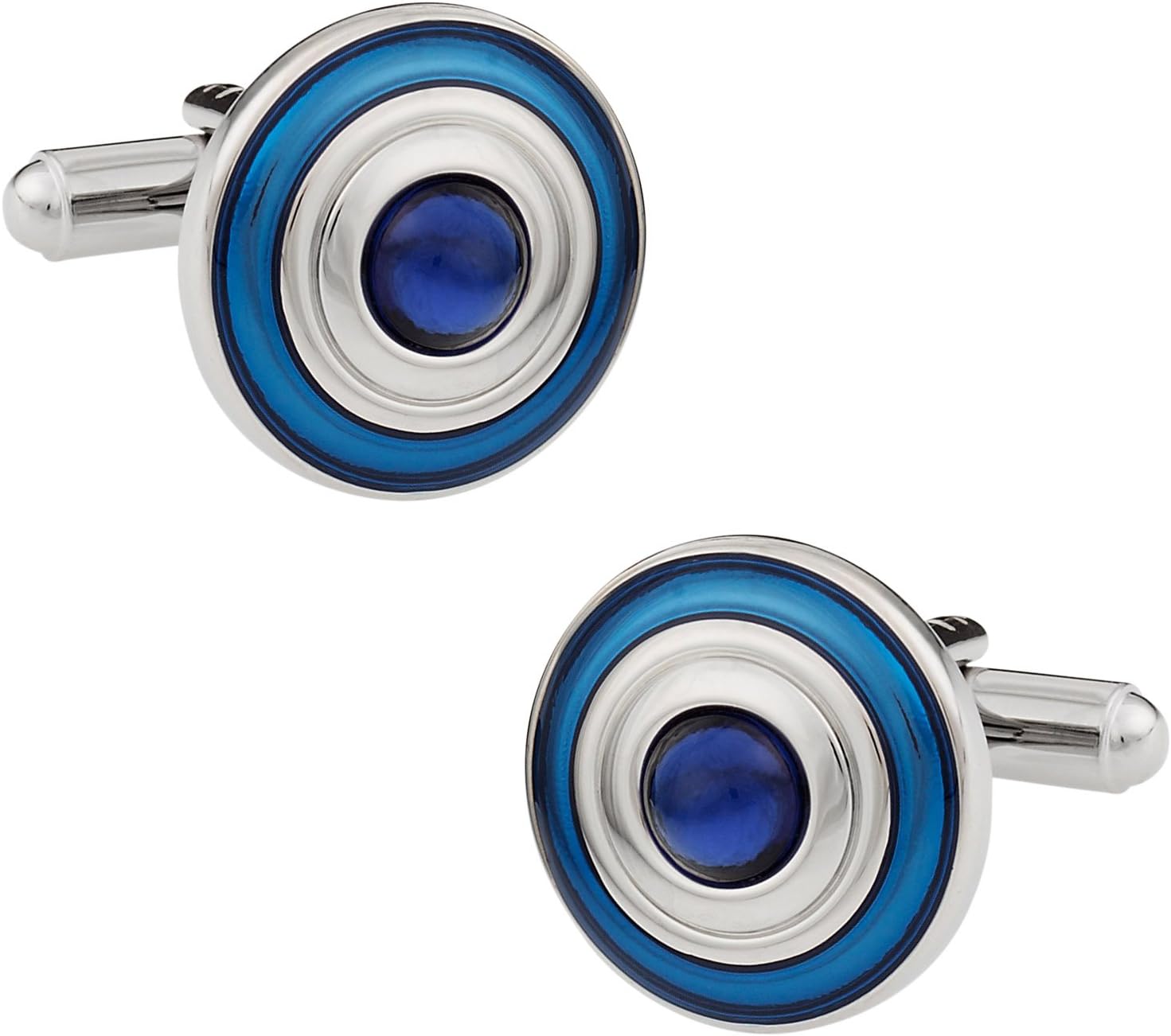 Amazon.com: Cuff-Daddy Concentric Enamel Blue Round Cufflinks with ...