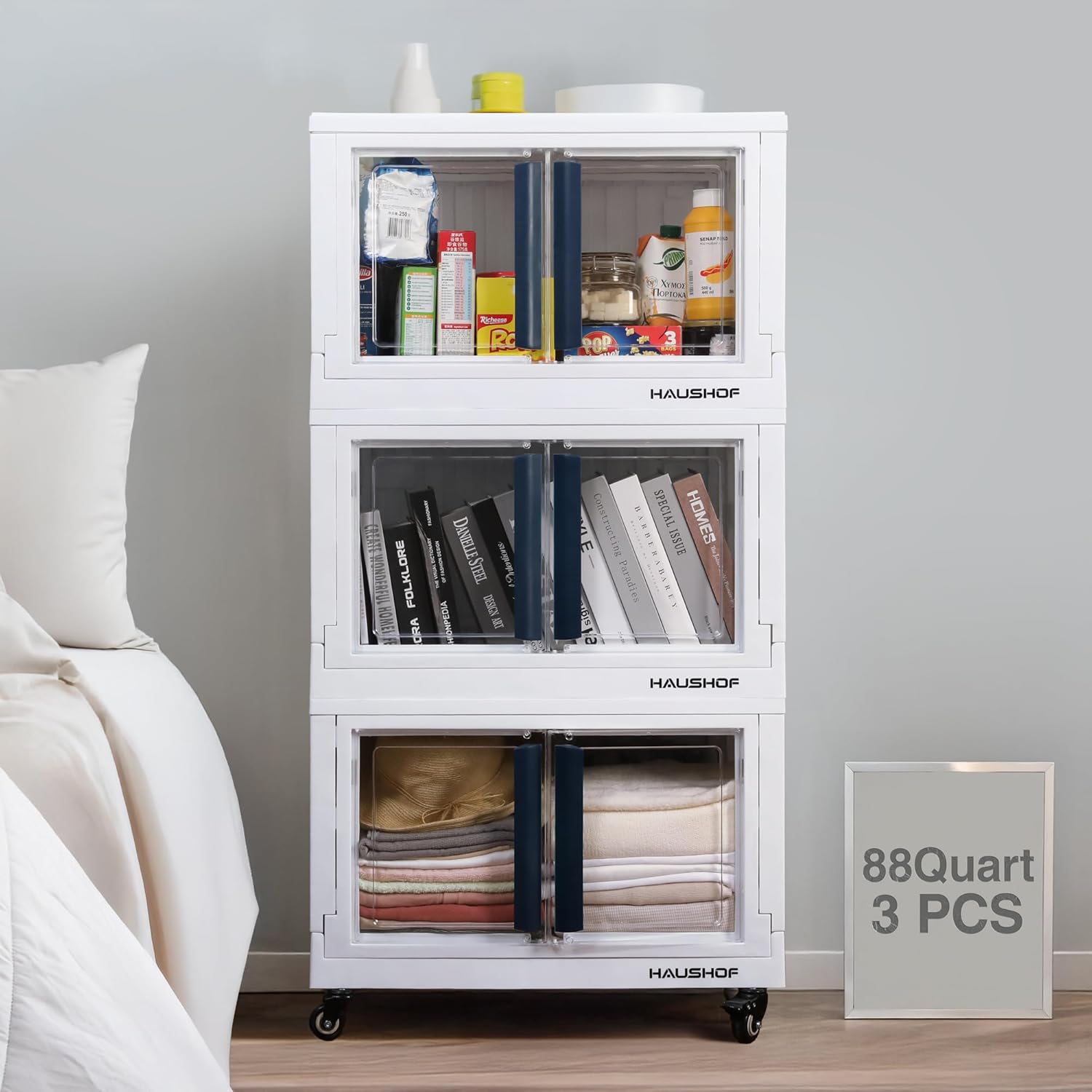 Amazon.com - HAUSHOF Closet Organizers and Storage Bin, 3 Pack 22 Gal ...