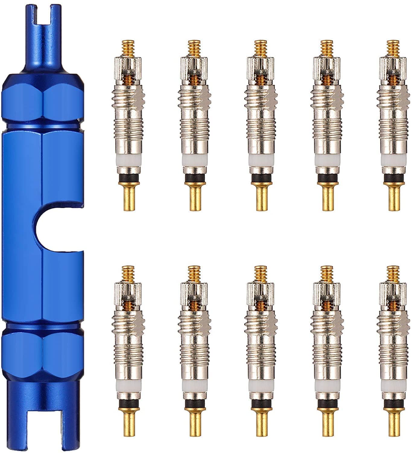 11Pcs Bike Valve Core Removal Tool,Blue Valve Disassembly Tool and ...