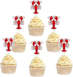 Amazon.com: Crawfish Cupcake Toppers,Lobster Cupcake Toppers,She Found ...