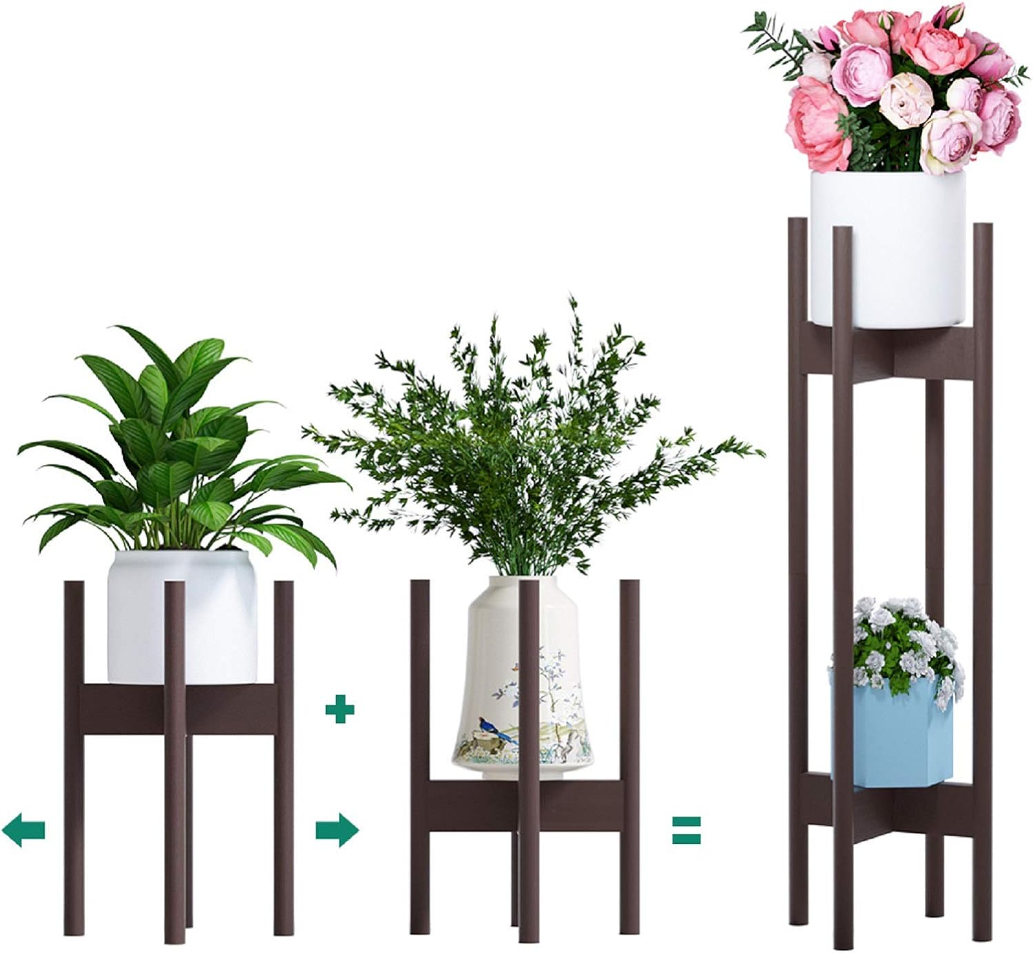 Amazon.com : Plant Stand Pack of 2, Stackable & Adjustable Plant Stands ...