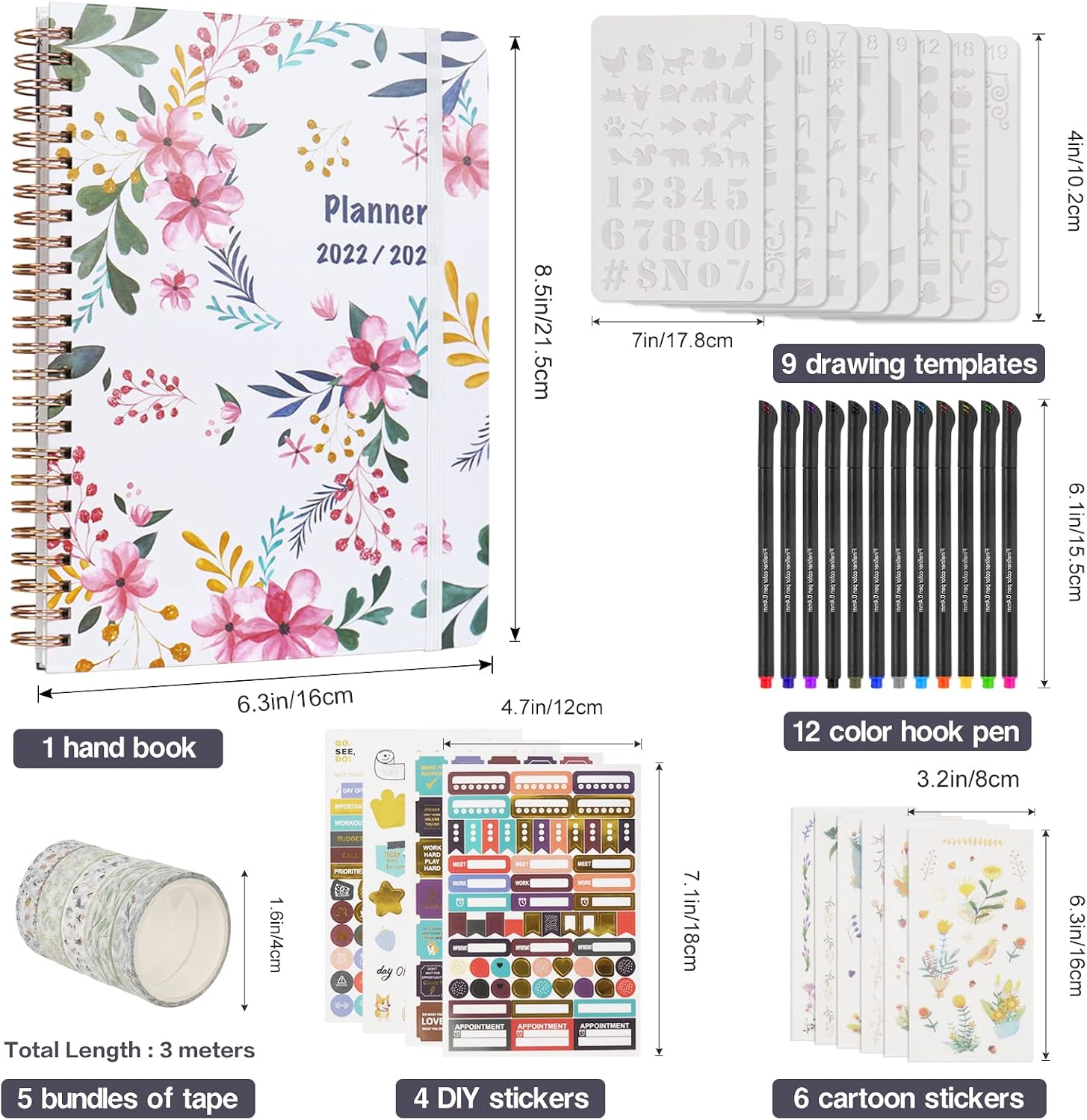 Journal Kit Journaling Set, JOENCOST 2022-2023 Monthly Daily Weekly ...