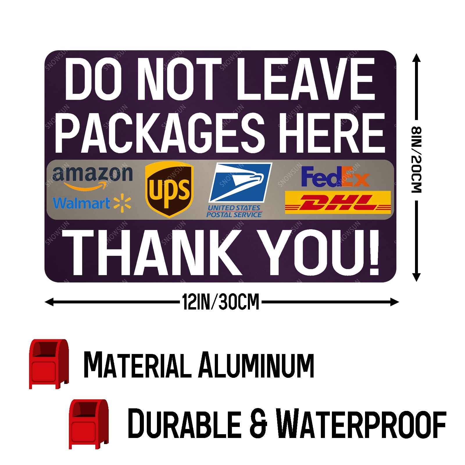 Snapklik.com : Snowsun Delivery Metal Signs Do Not Leave Packages Here ...
