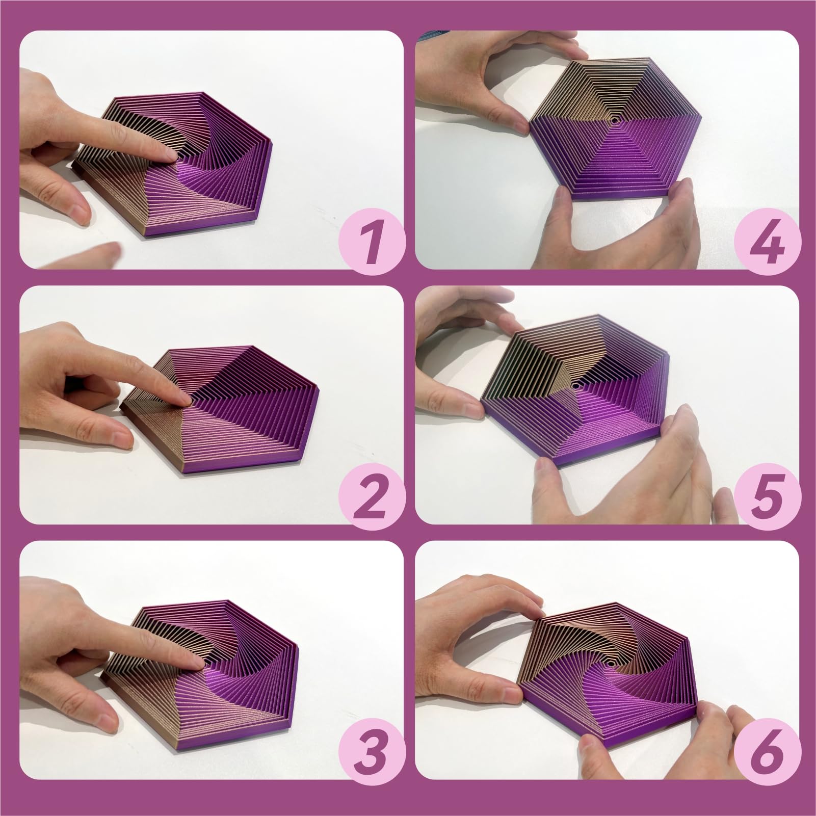 Infinity Cube Fractal Fidget Hexagon, 3D Printed Hexagon Fidget Toy, 3D ...