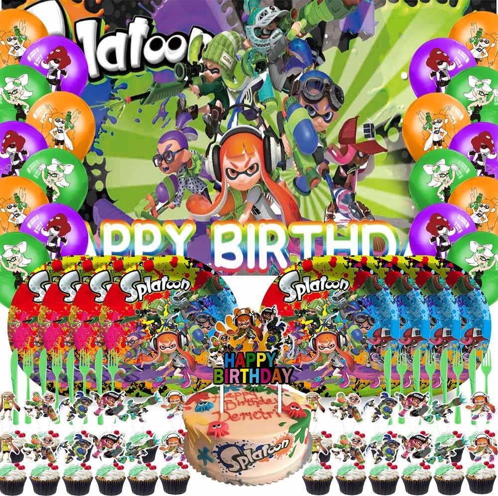 Amazon.com: Splatoon Party Supplies Decorations Birthday Plates Cake ...