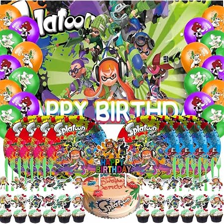 Amazon.com: Splatoon Party Supplies Decorations Birthday Plates Cake ...