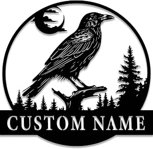 Amazon.com: Custom Crow Metal Sign, Raven Sign, Personalized Black Crow ...