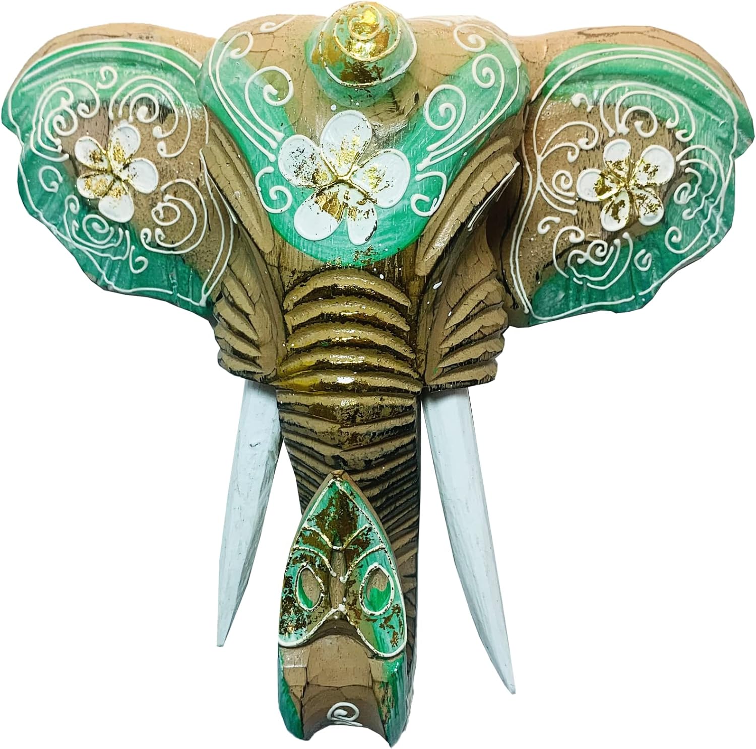 My Family House Elephant Wall Mask - Hanging Wooden Hand Carved Art ...