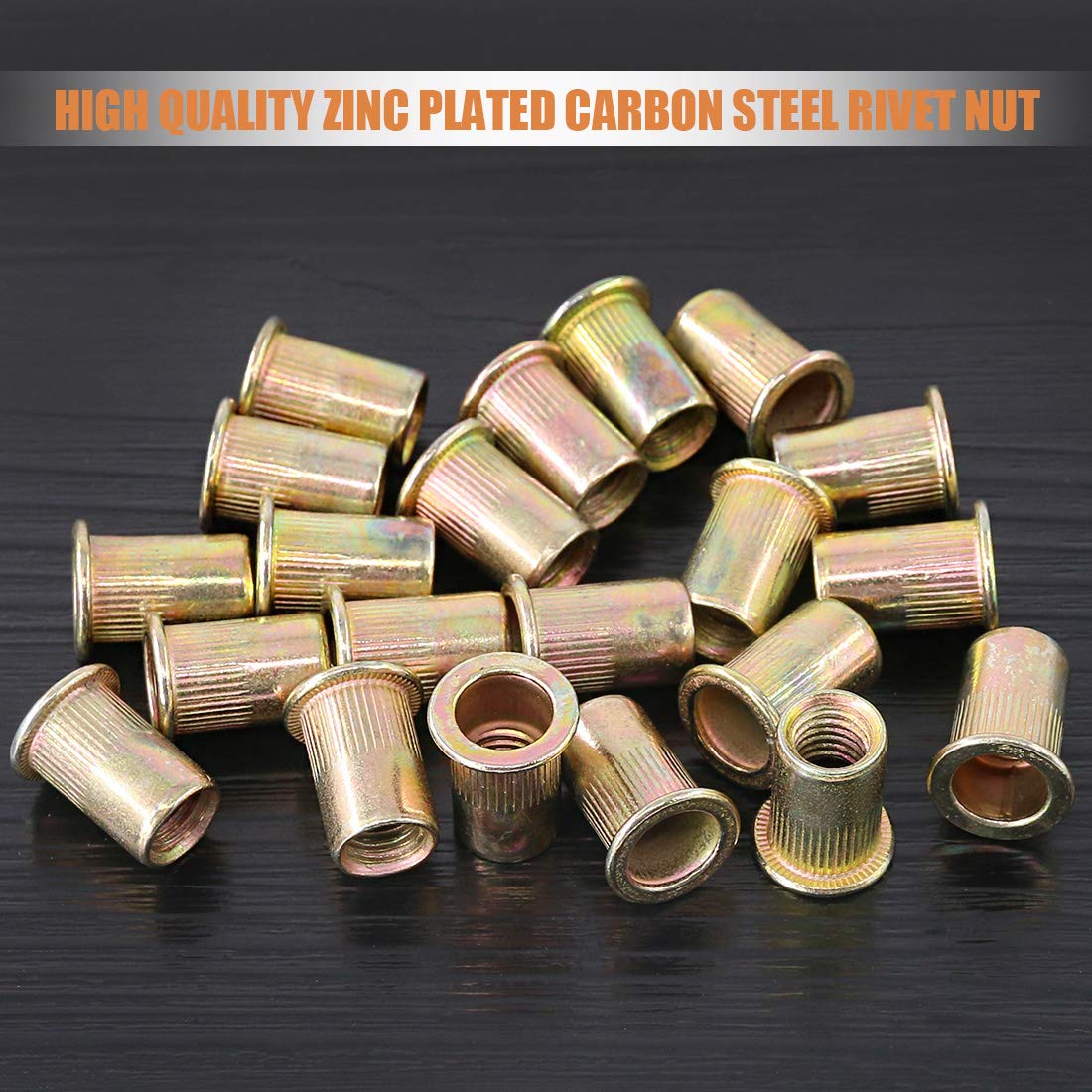 Snapklik.com : 100Pcs M8 Rivet Nuts Metric Zinc Plated Rivet Nut Carbon ...