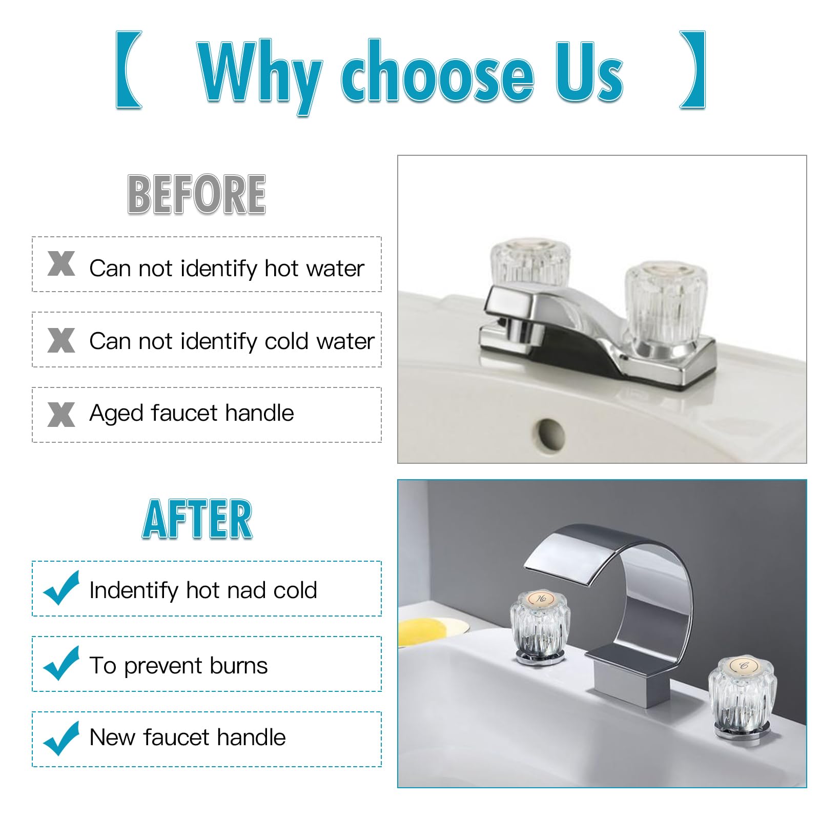 Snapklik.com : Replacement Hot And Cold Crystal Acrylic Faucet Knobs ...