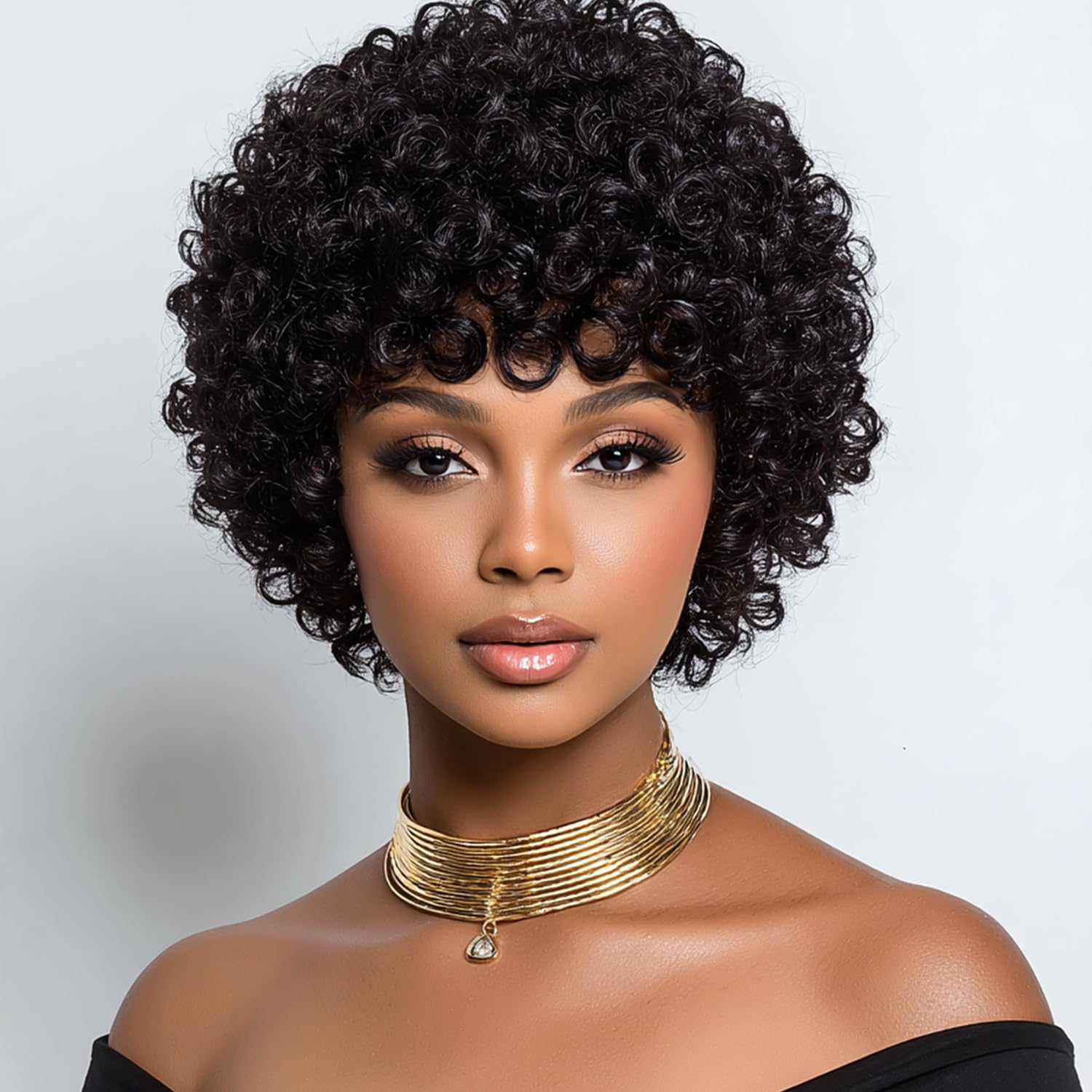 Style Icon Short Afro Curly Hair Wig for Black Women Human Hair Pixie ...