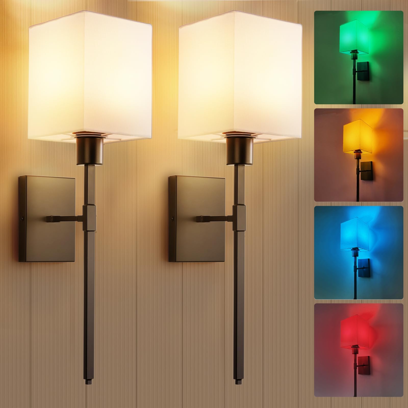 Battery Operated Wall Sconces Set of 2, Wireless Wall Sconce ...