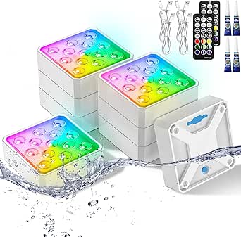 Amazon.com: LOFTEK Submersible LED Lights with Remote, 8 Pack ...