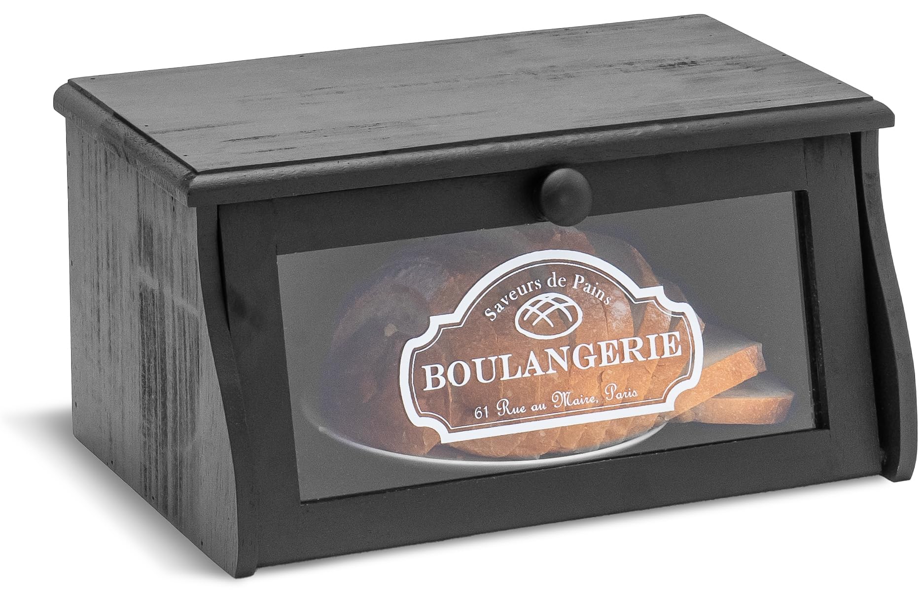 Amazon.com: Red Co. 14”x 7” Rubberwood Bread Storage Box with Acrylic ...