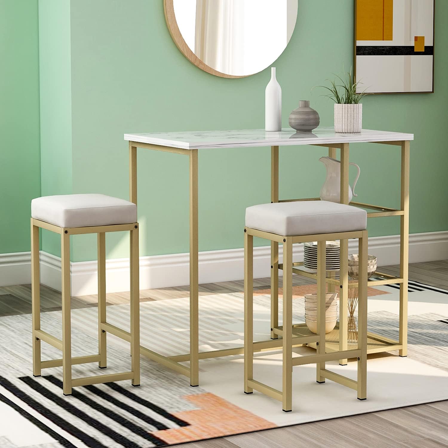 Amazon.com - P PURLOVE 3-Piece Modern Pub Set Counter Height Pub Table ...