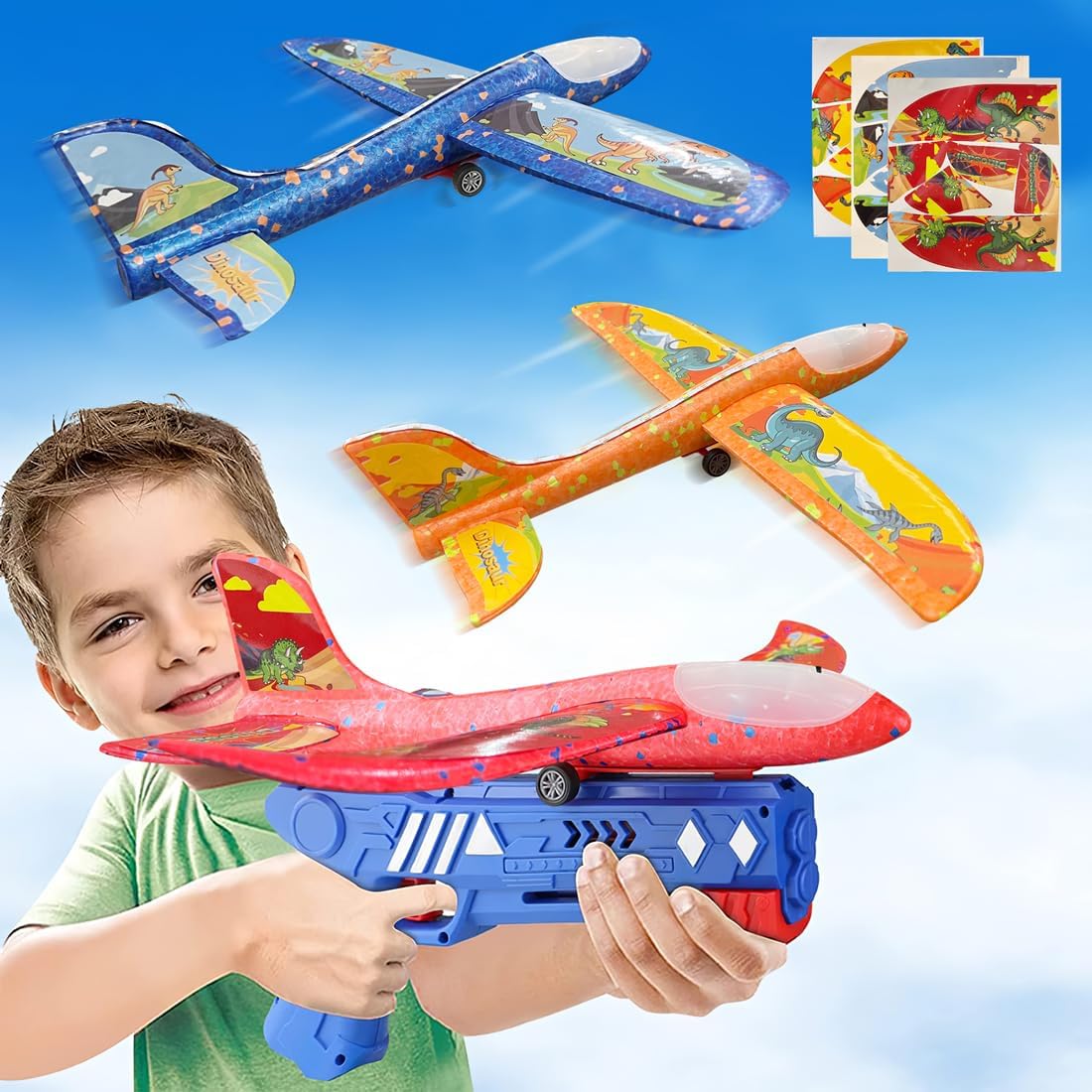 Amazon.com: 3 Pack Airplane Launcher Toys - 2 Flight Modes Foam Glider ...