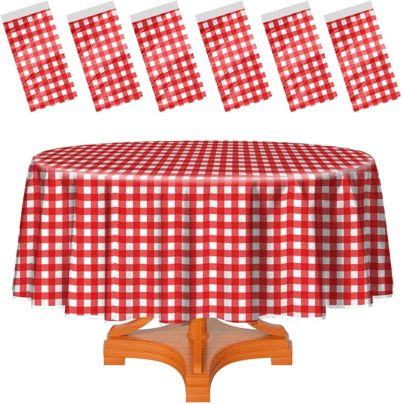 Amazon.com: HEIPINIUYE 6 Pack Red and White Round Checkered Tablecloth ...
