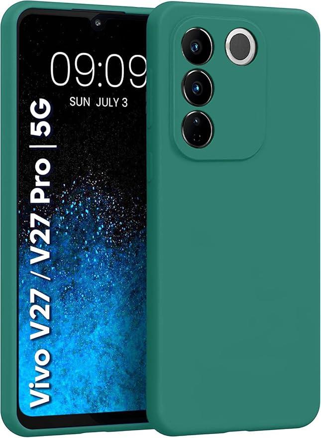 VSHOP Liquid Silicone Designed Back Case Cover for Vivo V27 / V27 Pro 5G | Microfiber Inside ...