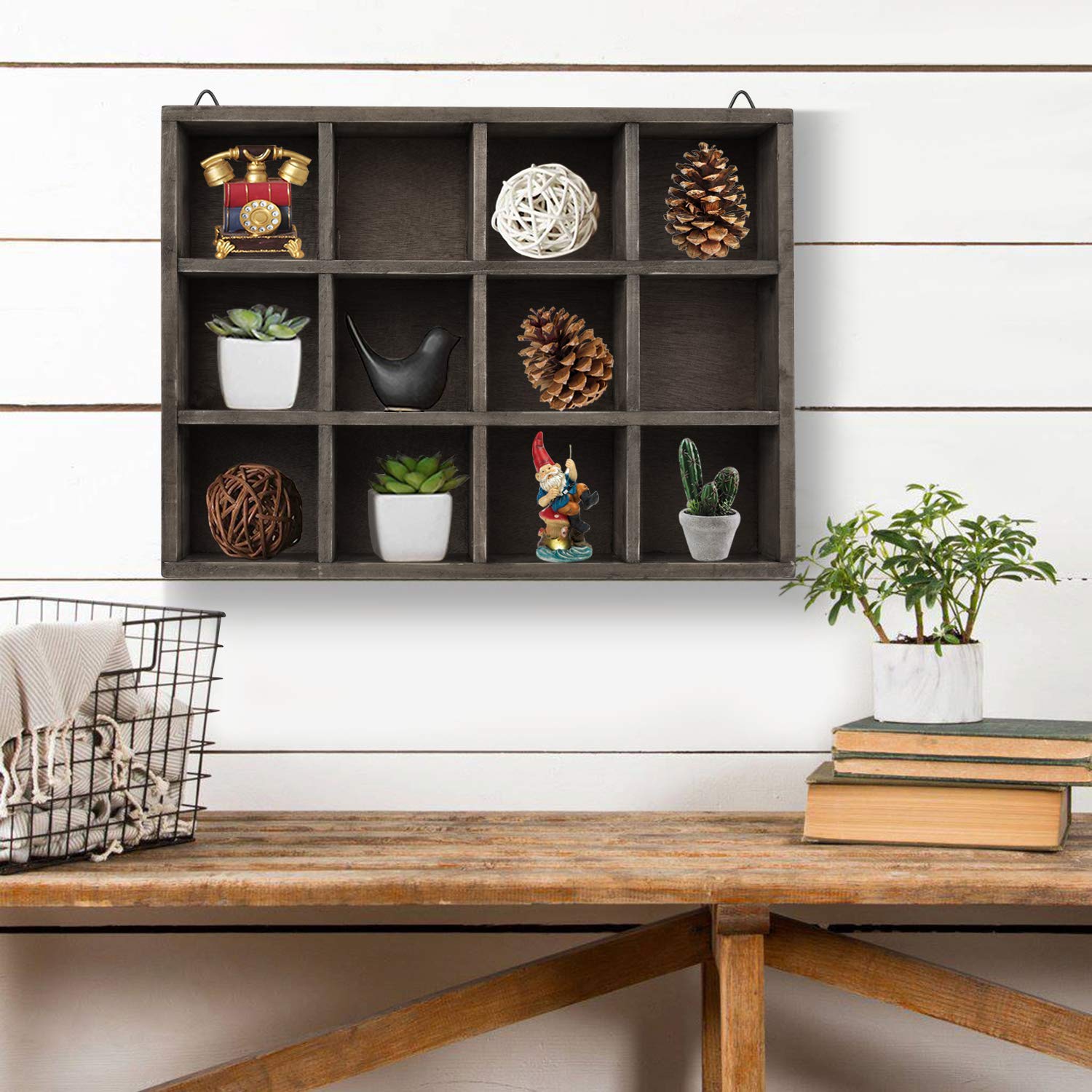 Flexzion Floating Shelf - Brown Wood Wall Mounted Freestanding Shelving ...