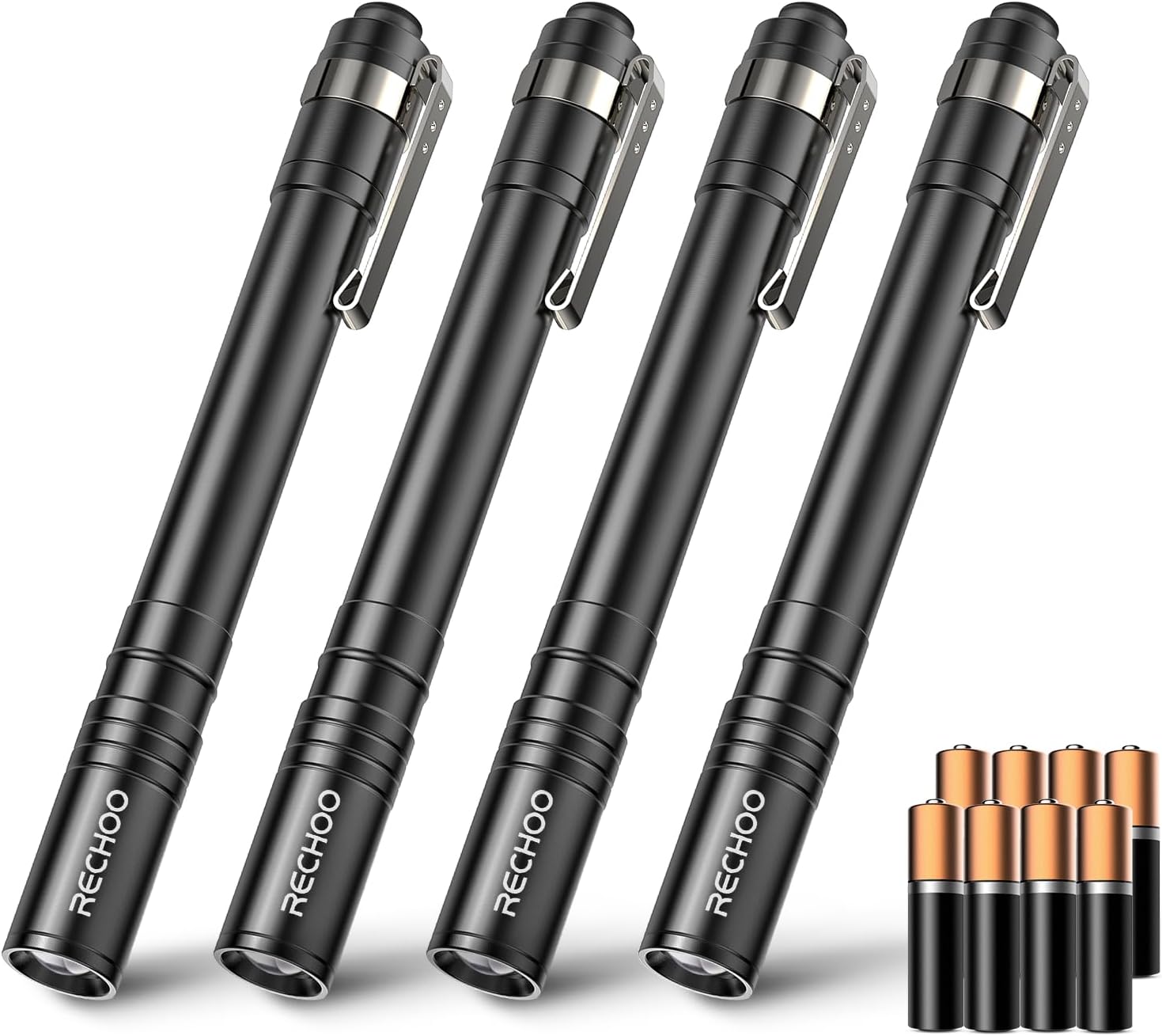 RECHOO LED Pen Light 4 Pack, Lightweight, Small Bright Pen Flashlight ...