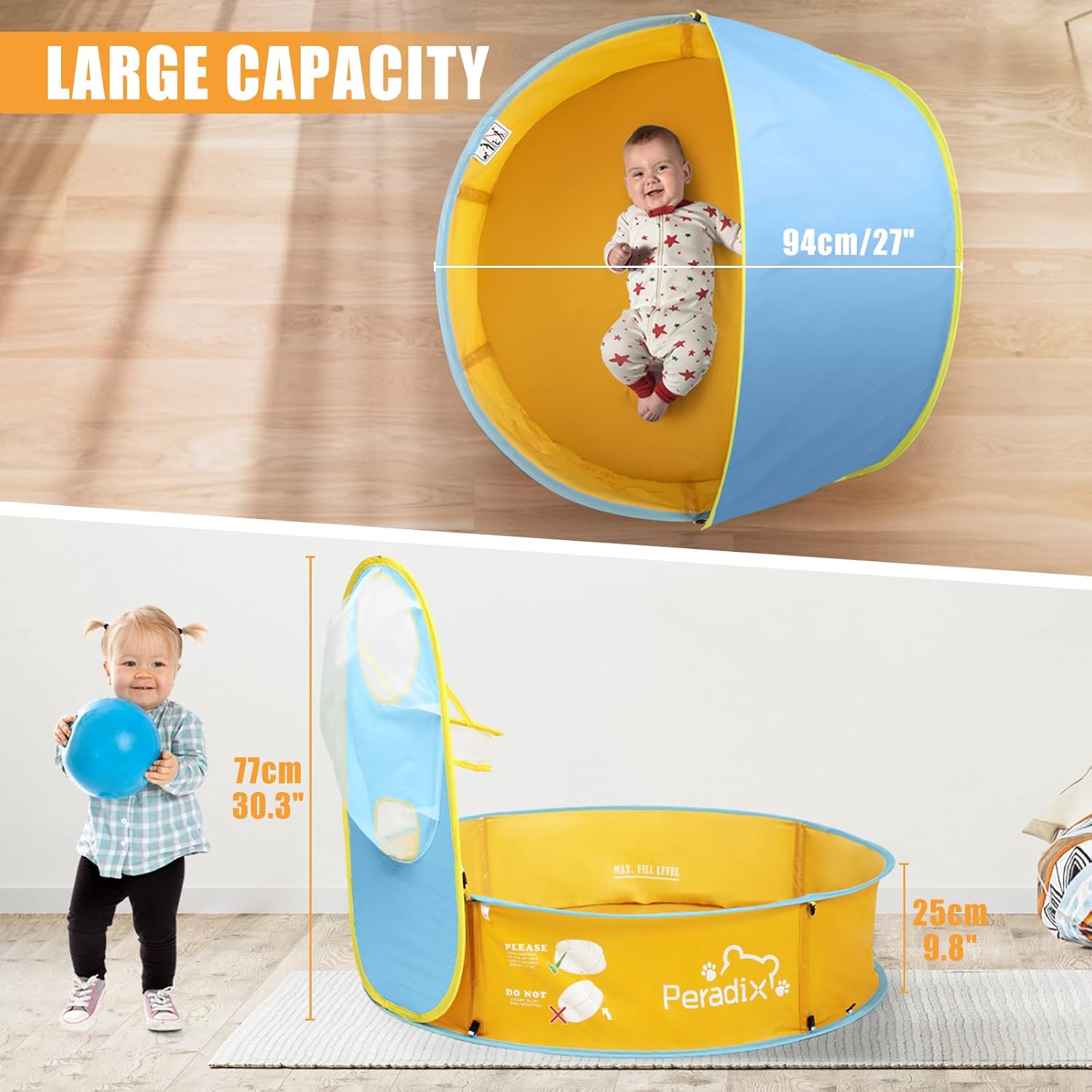 Peradix Ball Pit Play Tent / Paddling Pool 2 In 1 – Pop Up Play Tent ...
