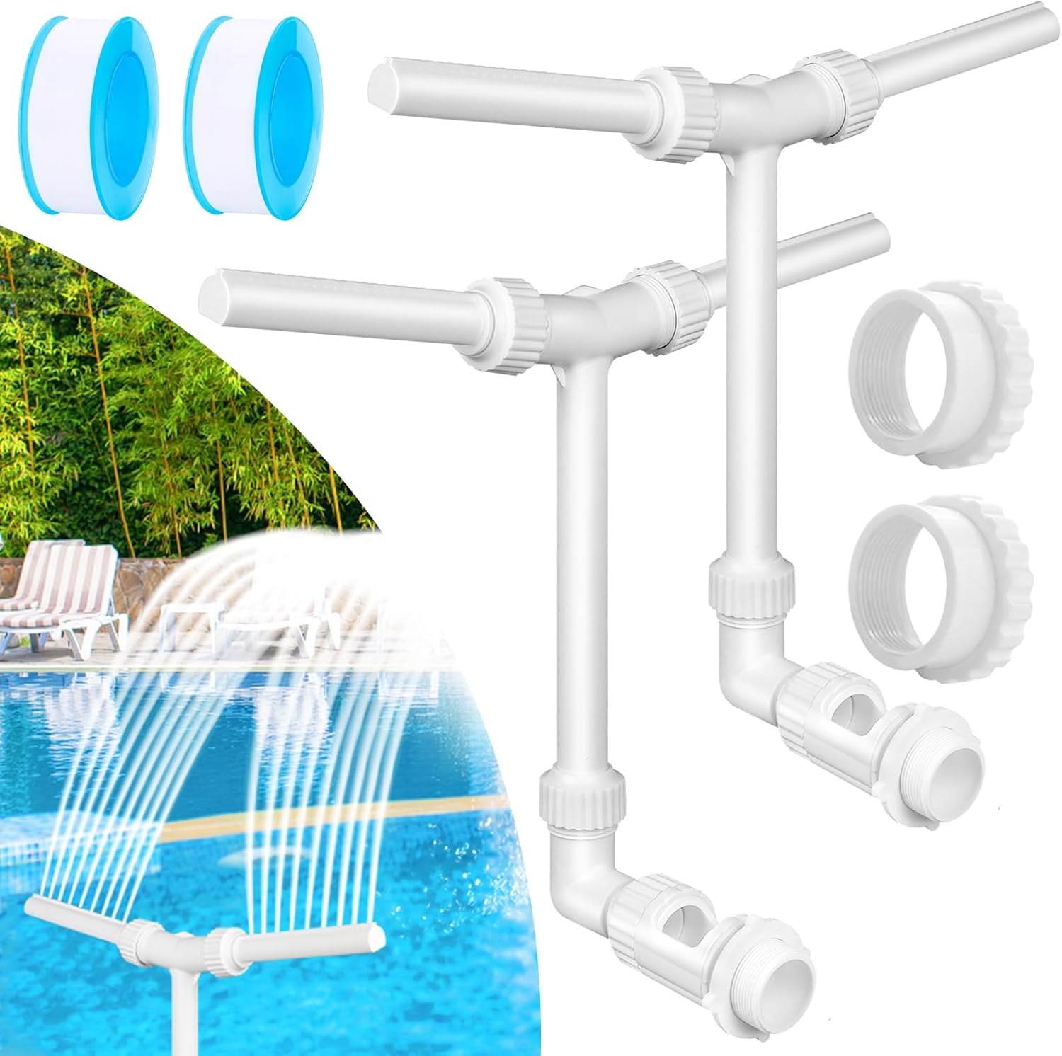 Amazon.com: 2 Pack Pool Waterfall Dual Spray Pool Waterfall Fountains ...