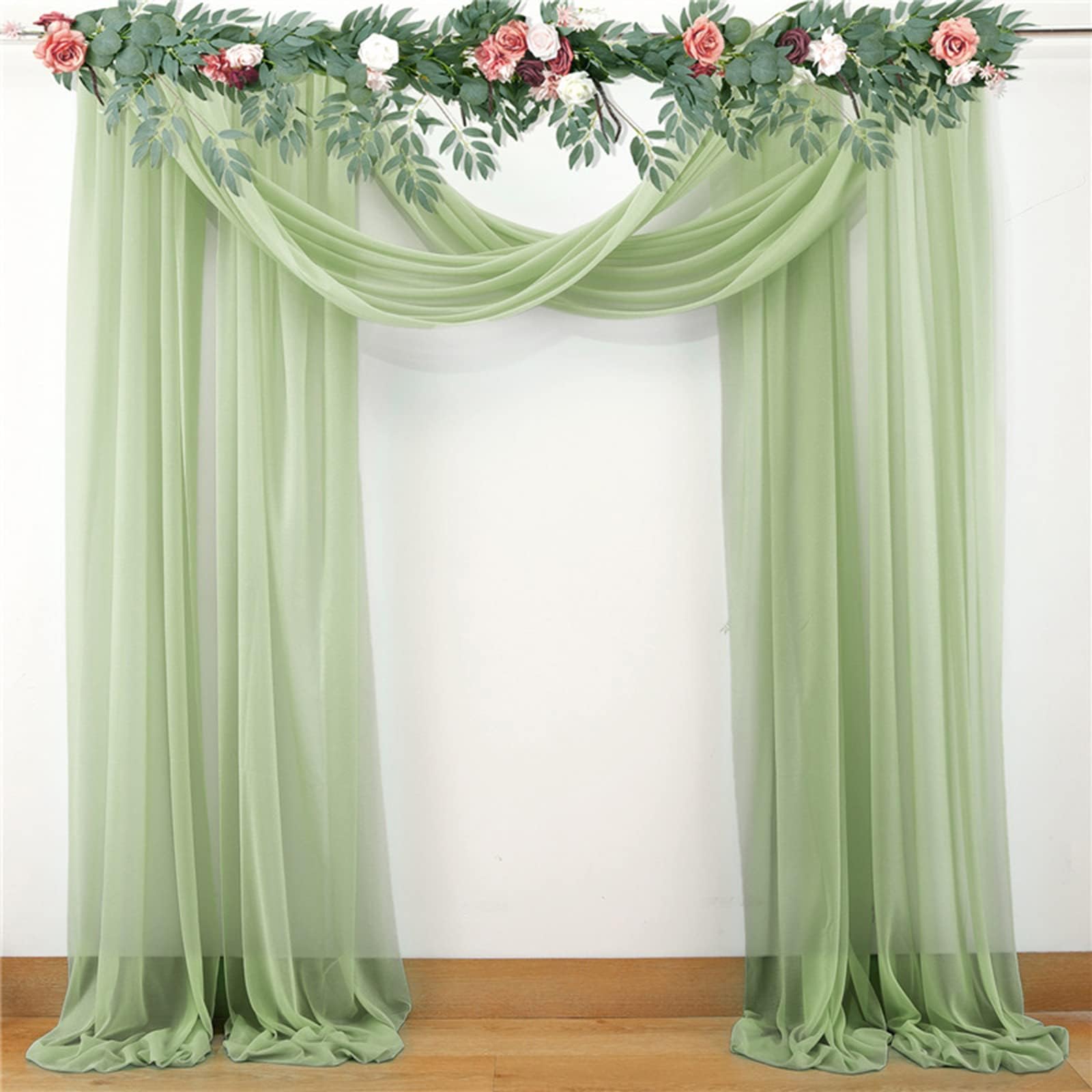 Fofetbfo 2 Panels Wedding Arch Draping Fabric Green Wedding Arch Drapes ...