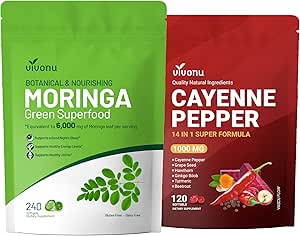 Amazon.com: VivoNu Moringa Capsules + Cayenne Pepper Softgels : Health ...