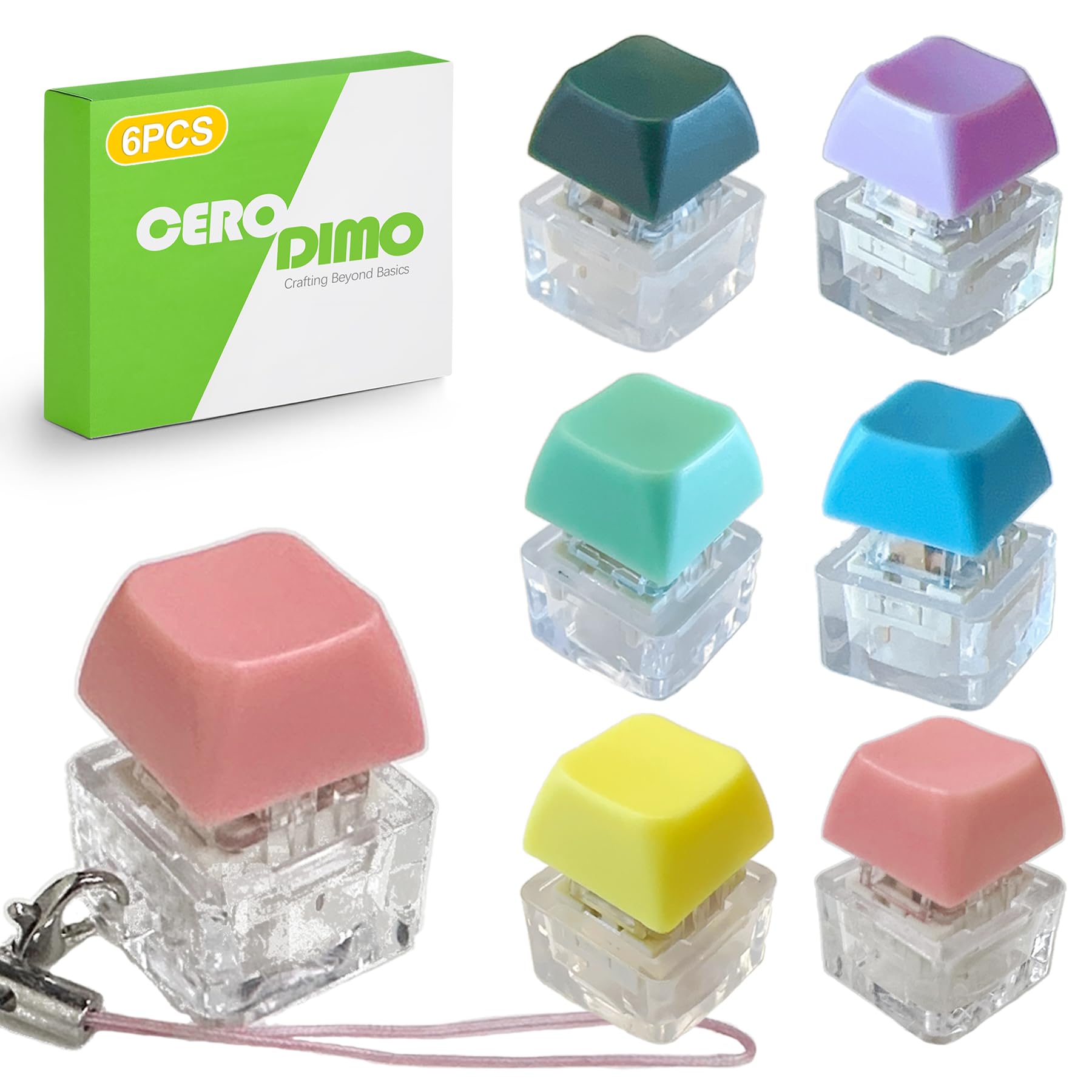 Amazon.com: CeroDimo 6 Pack Keyboard Keychain, Keycap Keychain, Stress ...