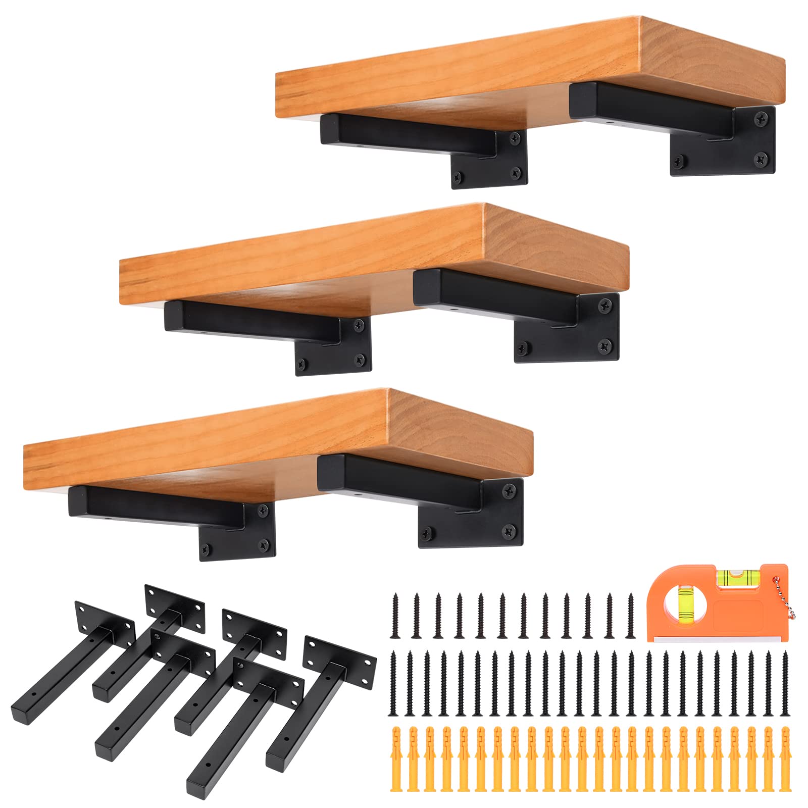 Buy Floating Shelf Brackets, 6 Packs of 15cm Heavy Duty Black Iron ...
