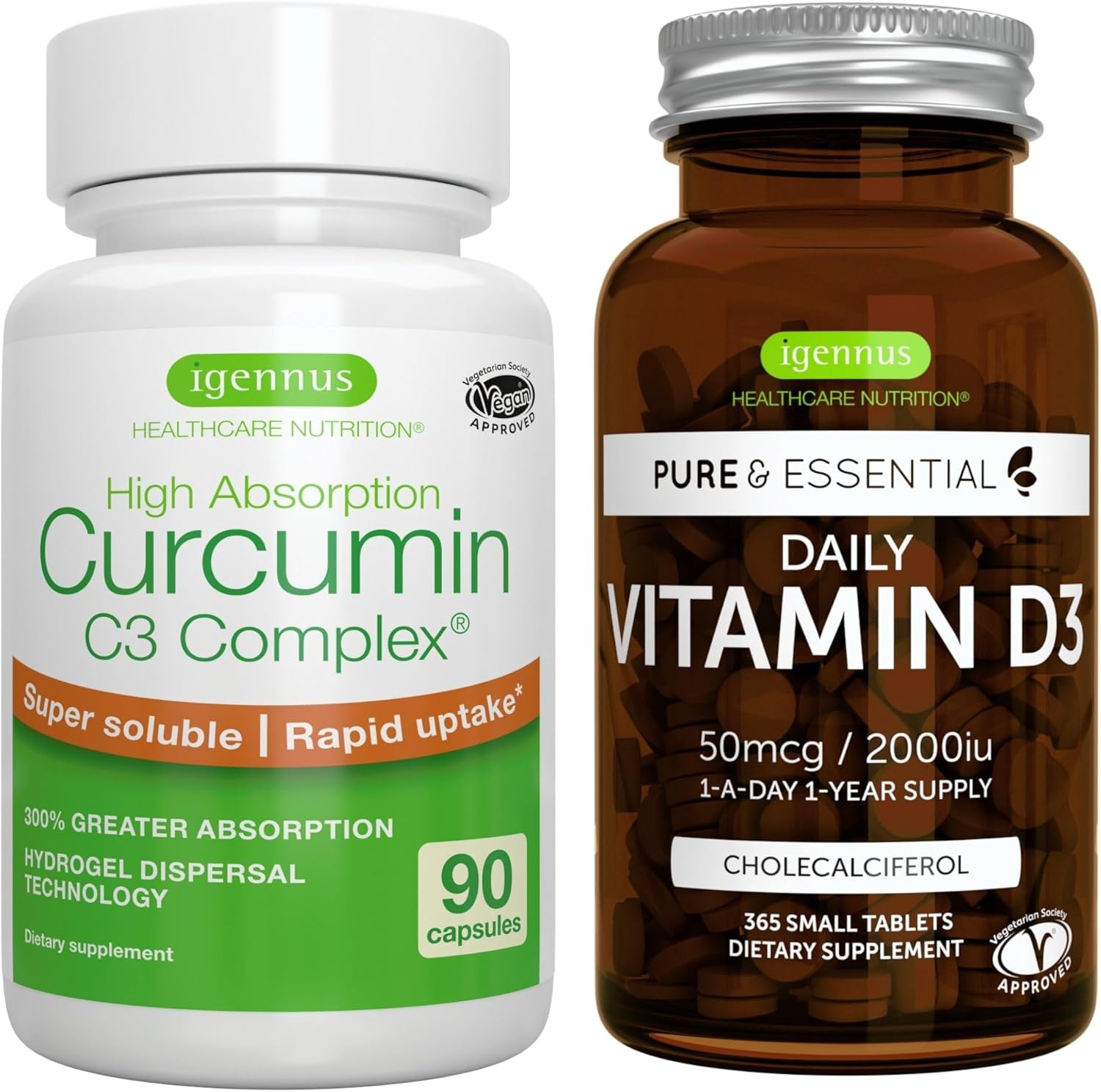 Amazon.com: Daily Vitamin D3 + High Absorption Curcumin C3 Complex ...