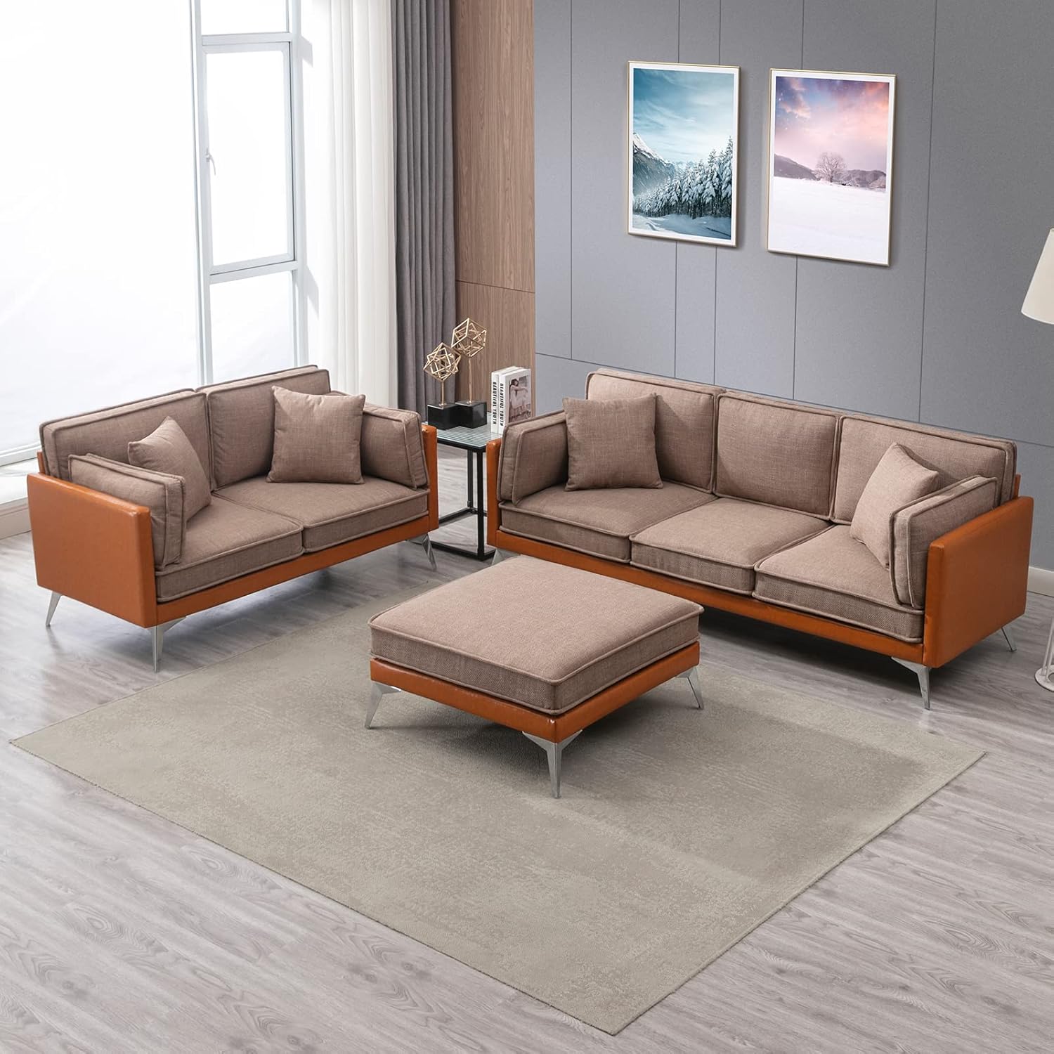 Amazon.com: Mjkone 3 Piece Modern Sofa Couch and Loveseat Sets, Stylish ...