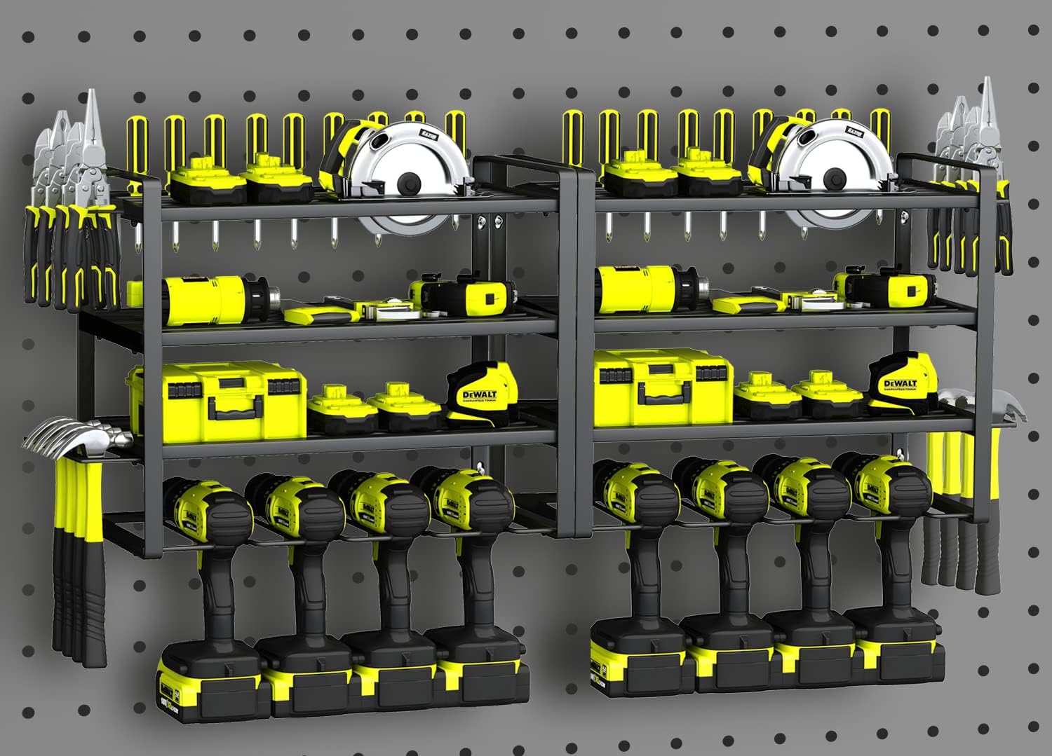 Amazon.com: KAFAHOM Power Tool Organizer, 8 Drill Holder Wall Mount, 4 ...