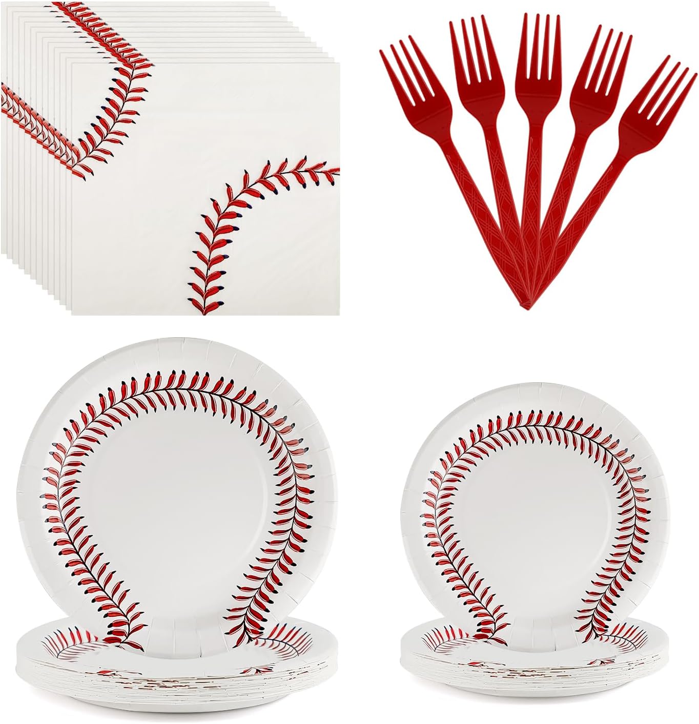 Amazon.com: 96 PCS Baseball Party Tableware Supplies, Disposable ...