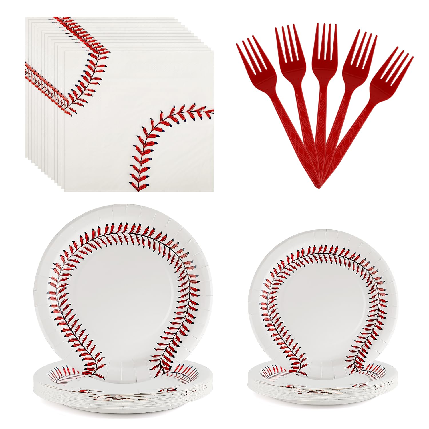 Amazon.com: 96 PCS Baseball Party Tableware Supplies, Disposable ...