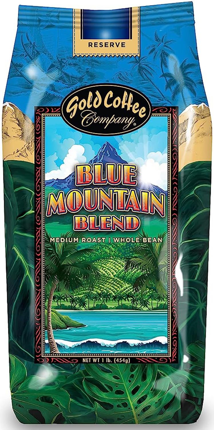 Amazon.com : Gold Coffee Blue Mountain Blend 1 lb Medium Roast Whole ...
