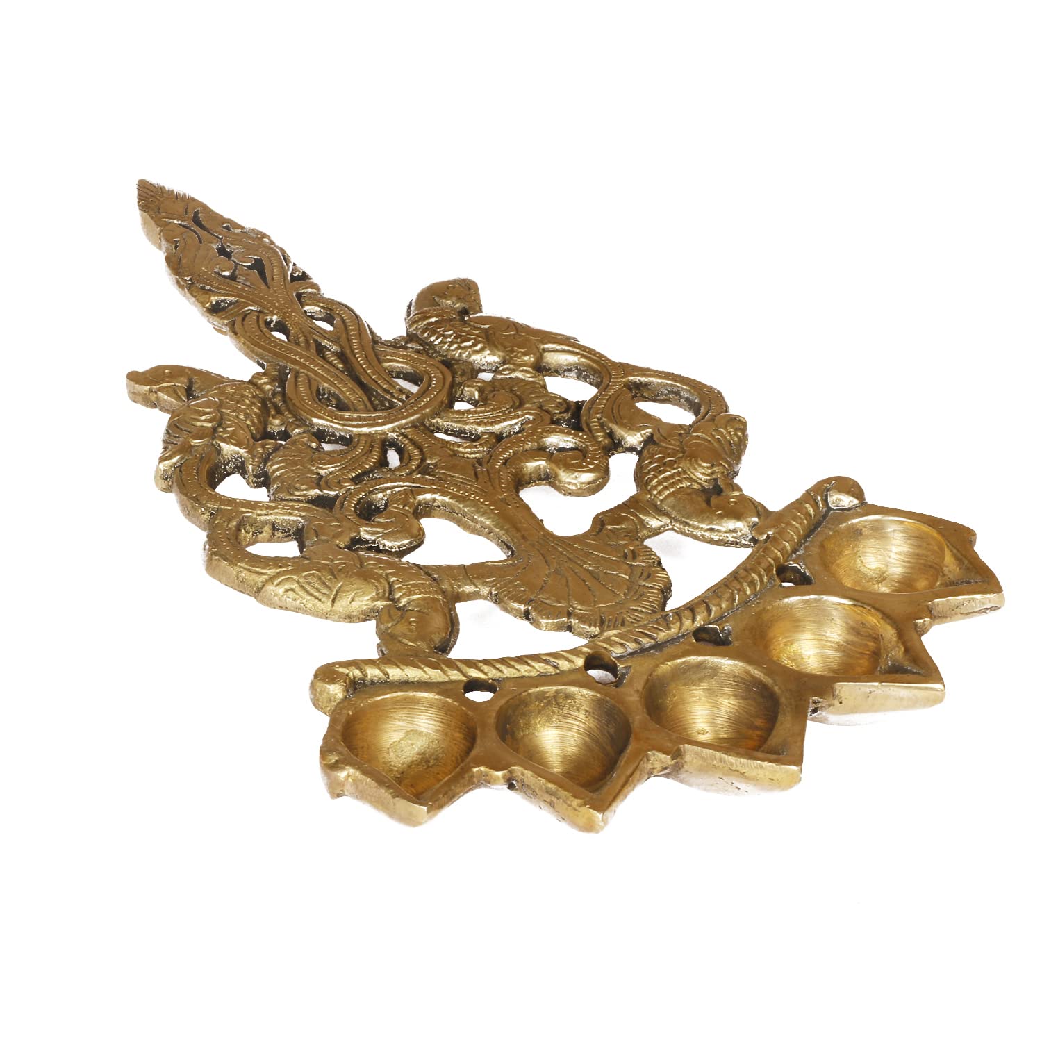 Buy Kartique Brass Long Handle Panch Arti Oil Lamp Diya Deepam for ...