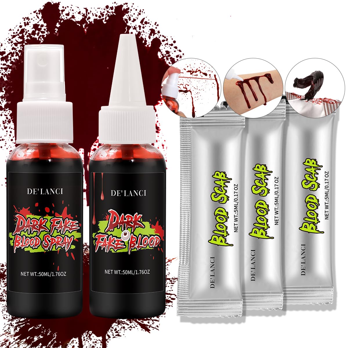 Amazon.com : La Catrina Halloween Fake Blood Makeup Kit, Fake Blood ...